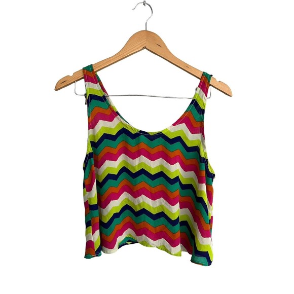 a'gaci | Tops | Agaci Agaci Agaci Striped Bright Multi Colored Cropped ...